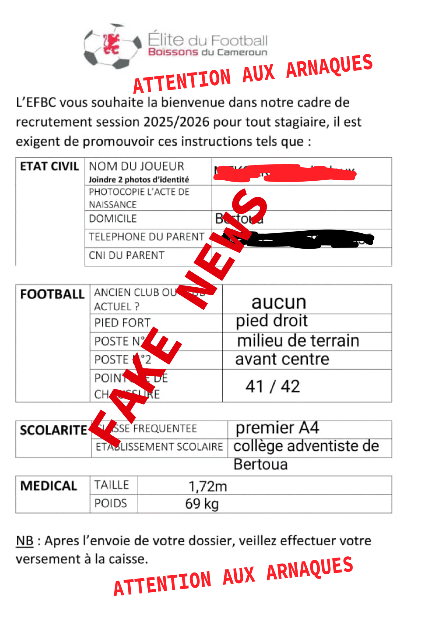 ATTENTION! FAKE NEWS - EFBC